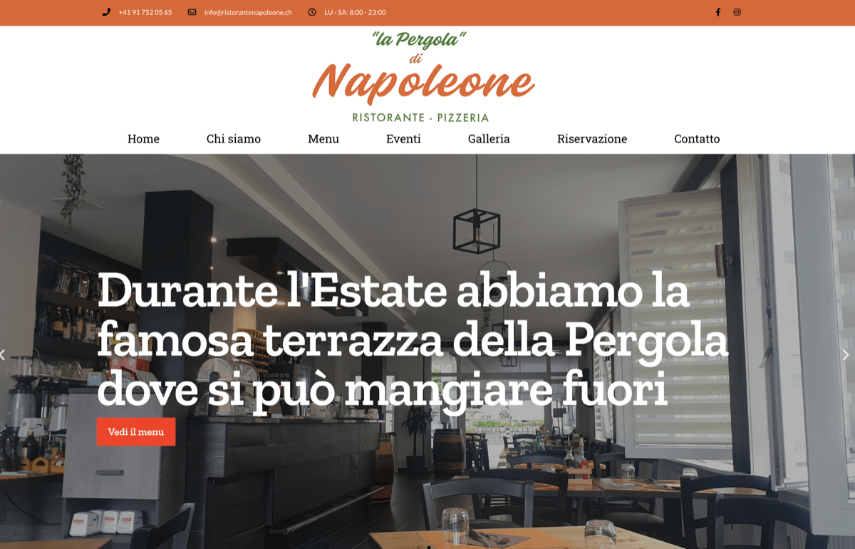 Ristorante La Pergola di Napoleone | ticinoWEB | Web Design & More | Gestionali, Software, Odoo ...