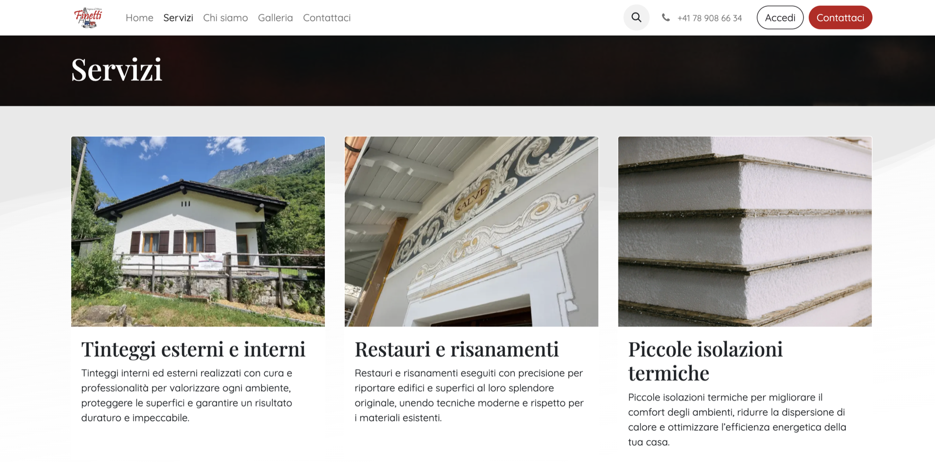 New Odoo integrated site for Impresa Pittura Finetti | ticinoWEB